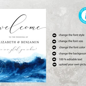 Welcome Wedding Sign Template, Ocean Wedding Welcome Sign, Welcome Sign ...