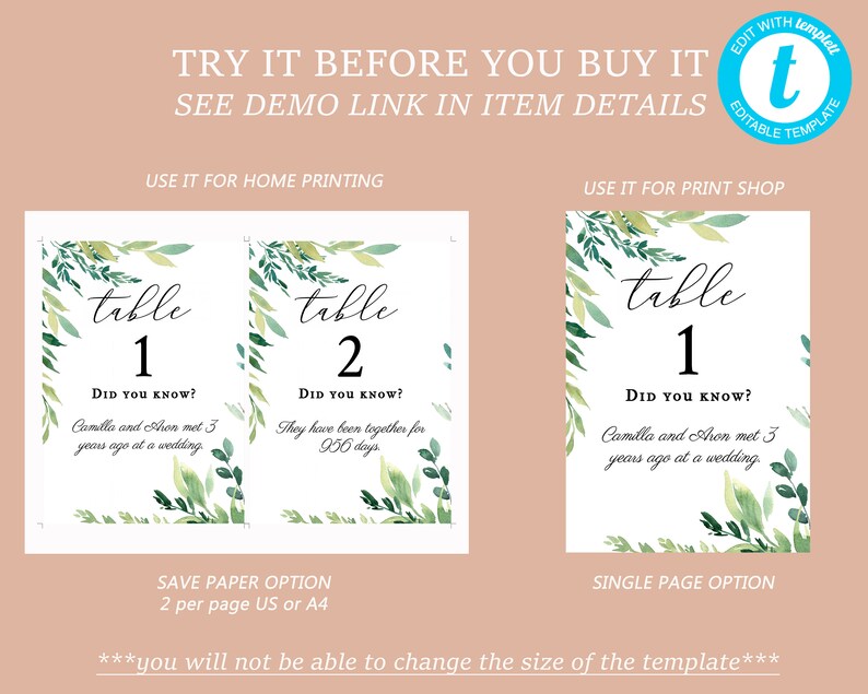 Fun Facts Wedding Table Number Wedding Table Numbers Fun | Etsy