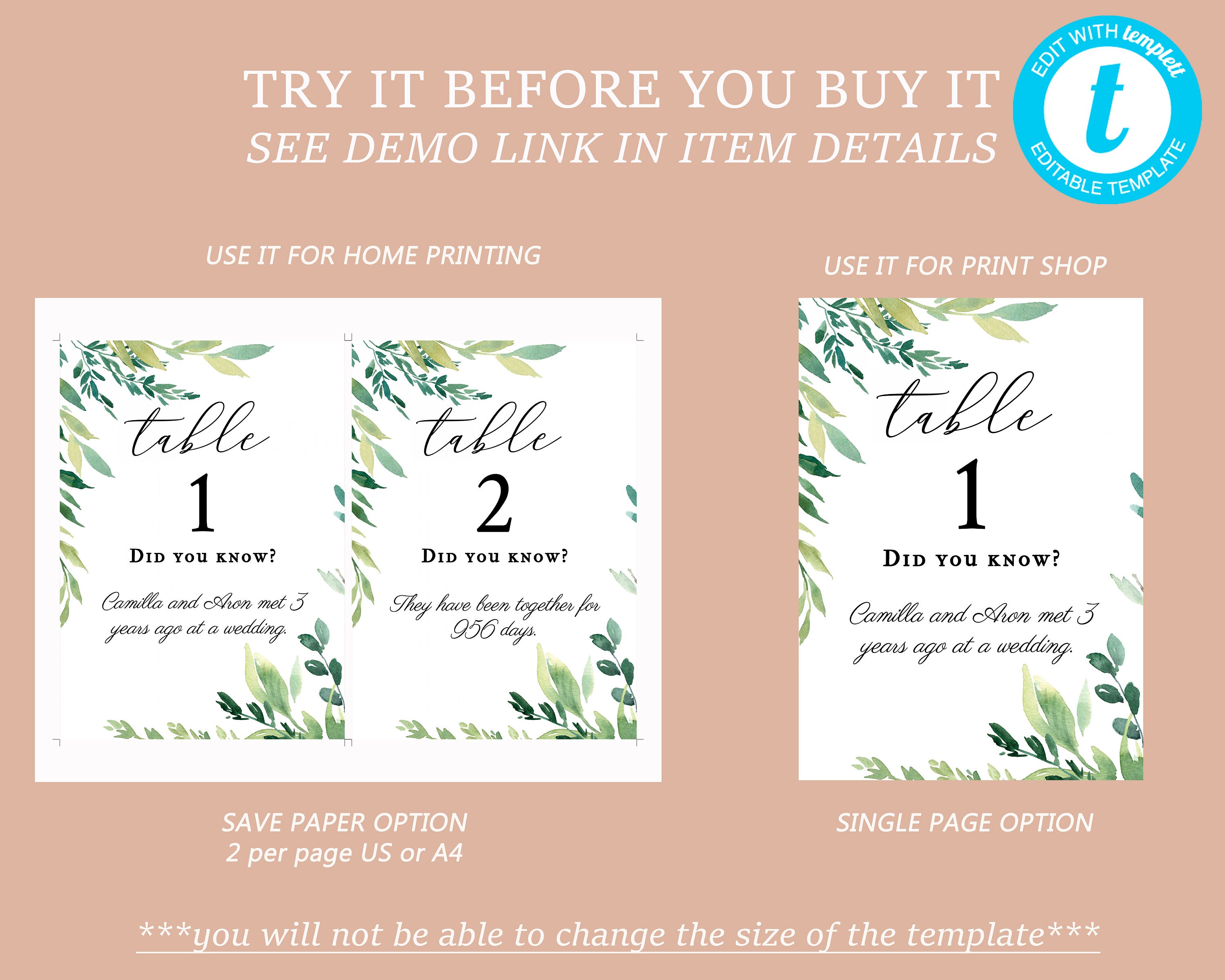 Fun Facts Wedding Table Number Wedding Table Numbers Fun - Etsy