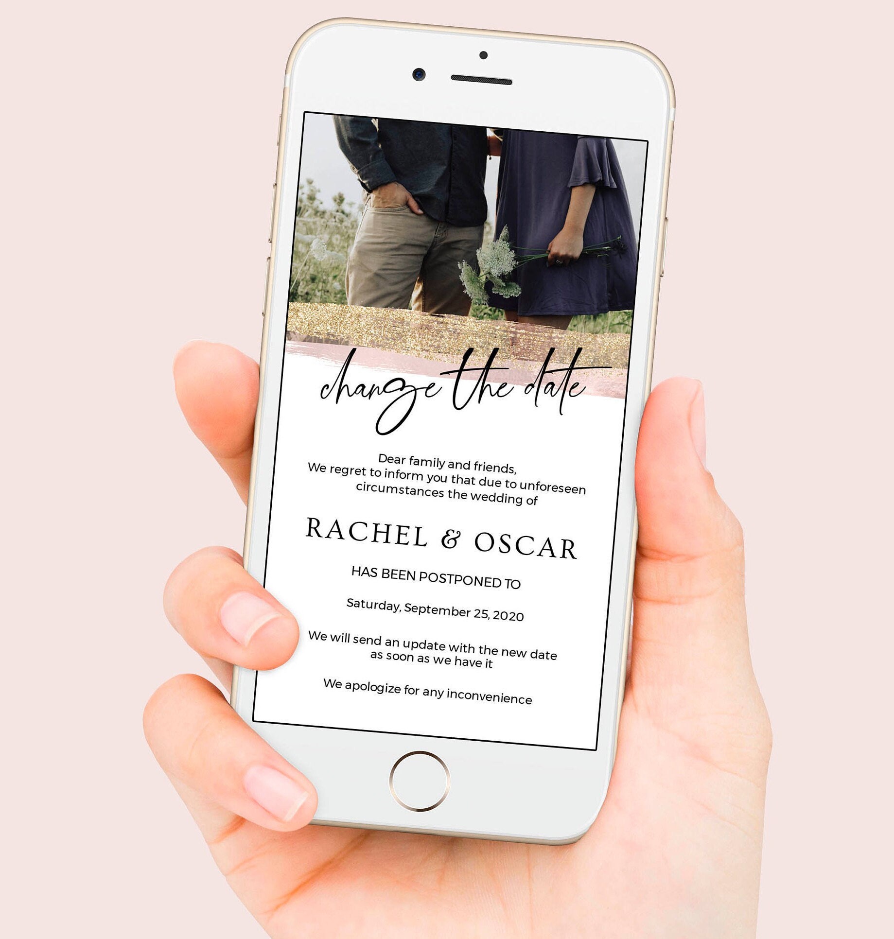 Digital Date Change Template Wedding Postponement for Phone | Etsy