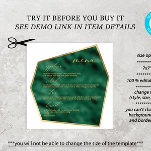 Geometric Menu Card Template Dinner Menu Card Menu Card - Etsy