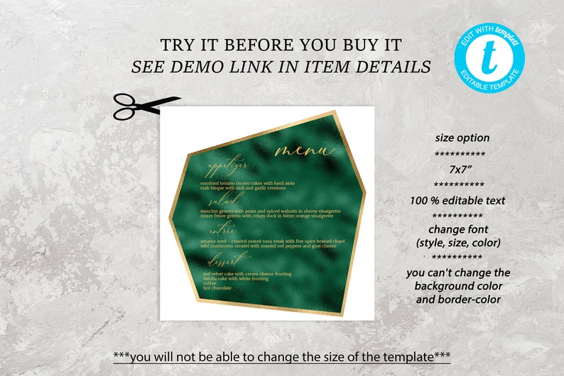 Geometric Menu Card Template Dinner Menu Card Menu Card - Etsy