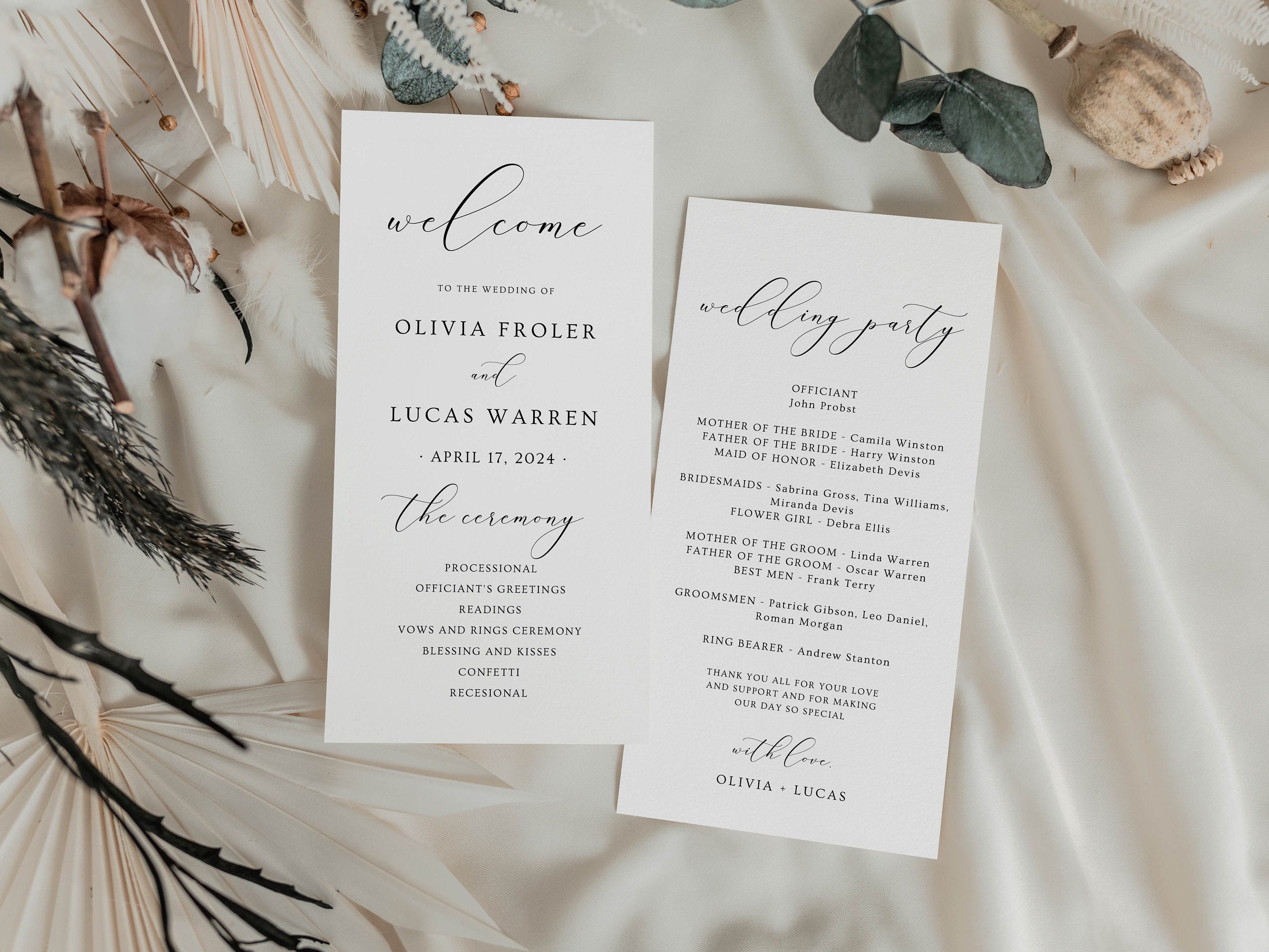 Minimalist Wedding Program Template Elegant Wedding Program - Etsy