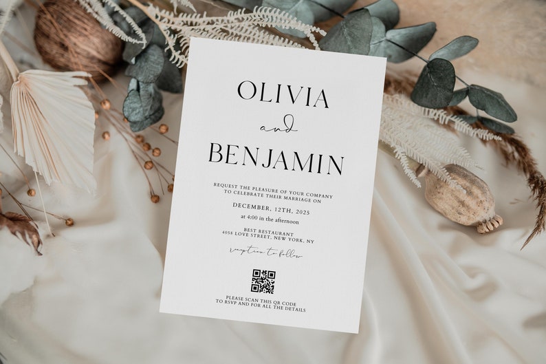 Wedding Invitation With QR Code Printable Wedding Invitation - Etsy