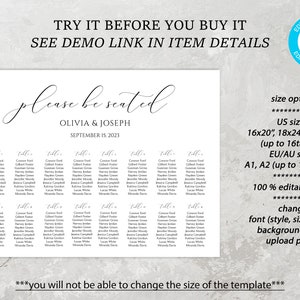 Seating Chart 16 Tables, Wedding Seating Chart Template, Wedding ...