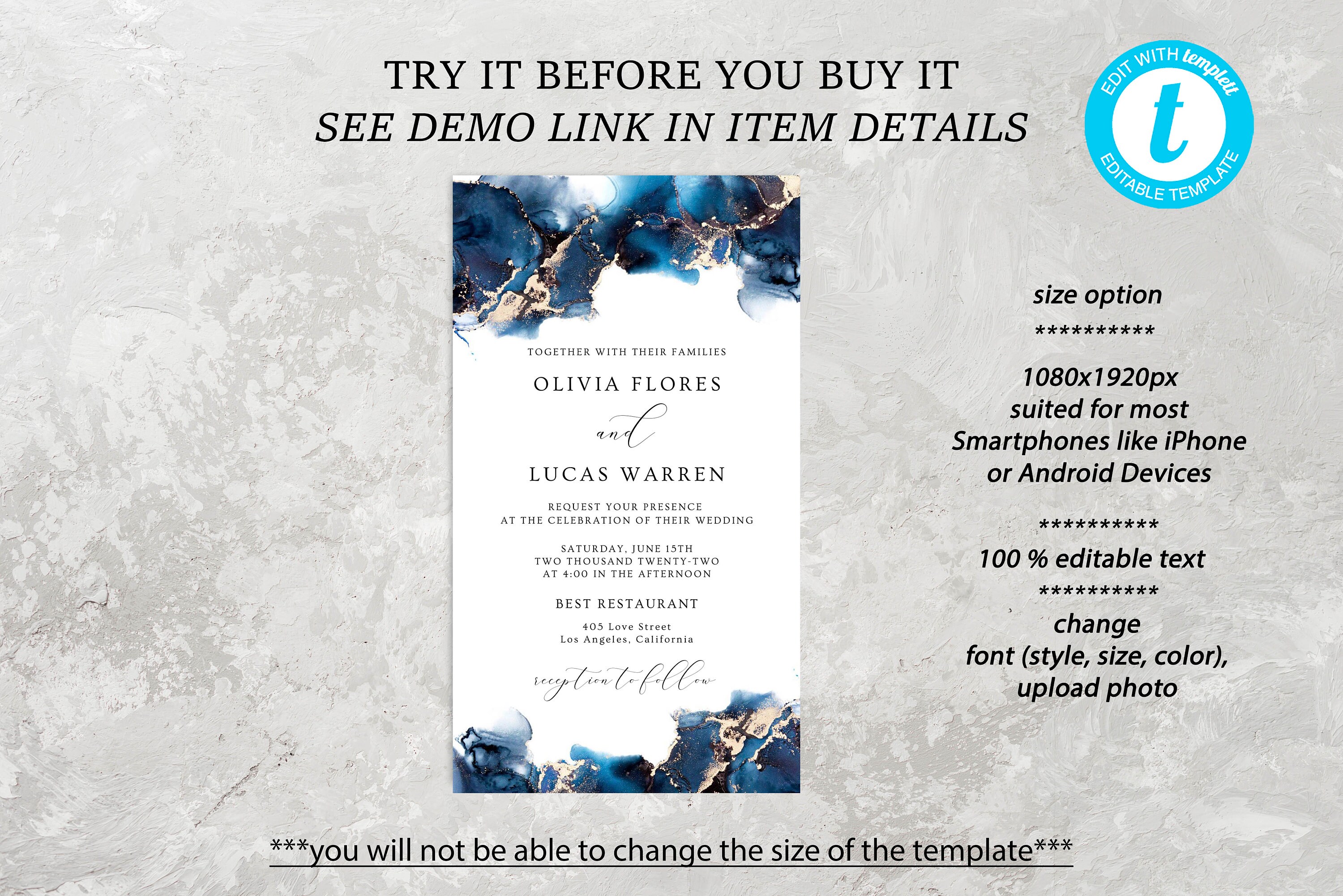 RHEA Wedding Invitation Electronic Wedding Invitation | Etsy