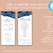 Blue Wedding Program Template, Customize Wedding Program, DIY Ceremony ...