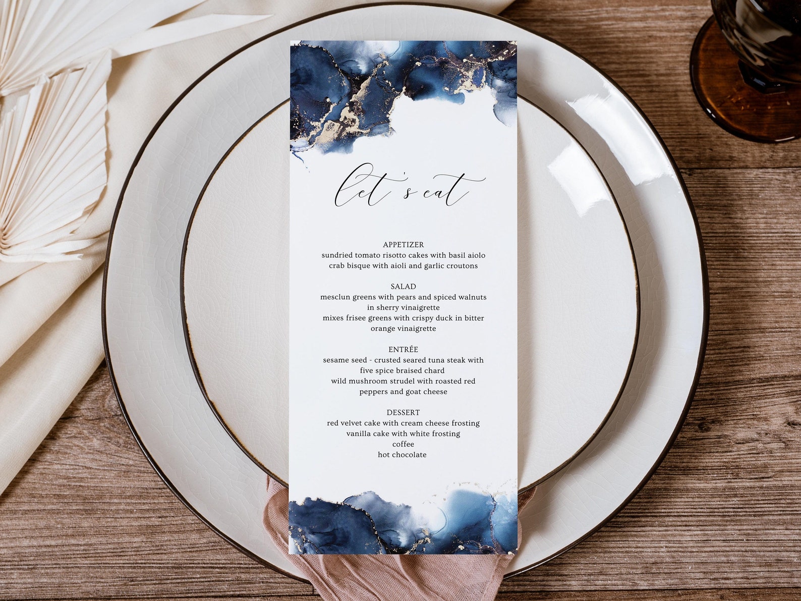 RHEA Wedding Menu Template Download Menu for Wedding Blue - Etsy