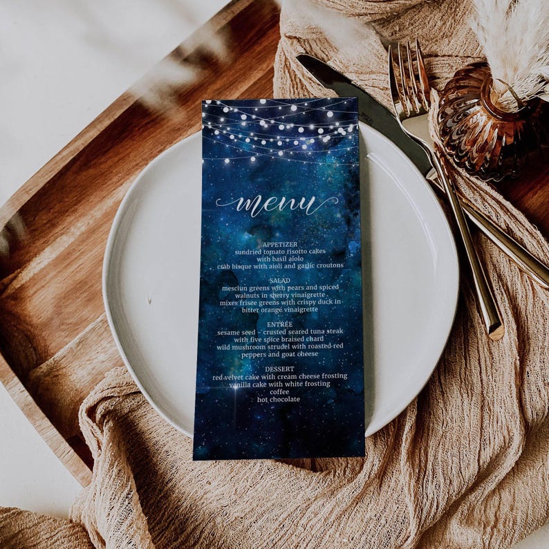 Celestial Wedding Menu Template, Starry Night, Galaxy (digital Download ...