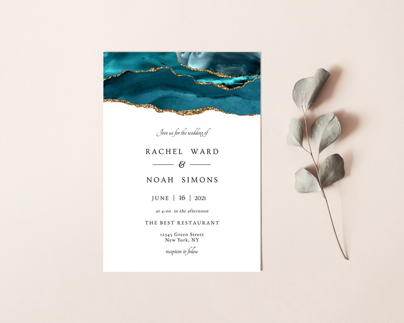 Turquoise Wedding Invitation Template Wedding Invitation Set | Etsy