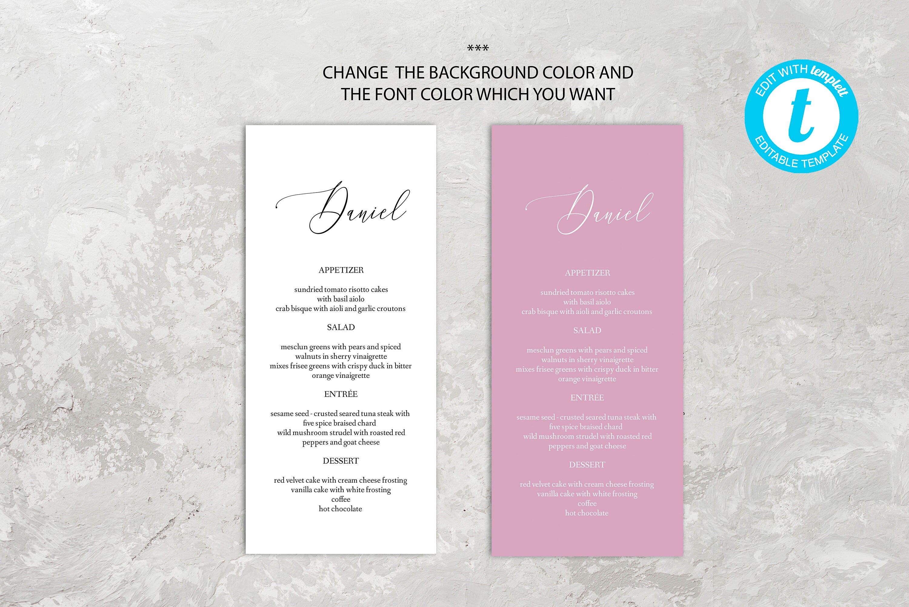 Wedding Menu Name Wedding Menu Card Template Dinner Menu - Etsy
