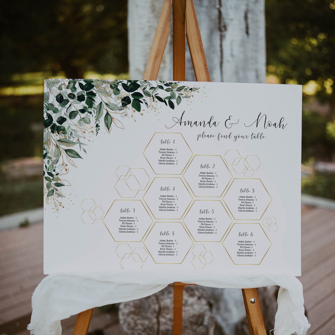 Hexagon Wedding Seating Chart, Geometric Seating Chart, Large and Small ...