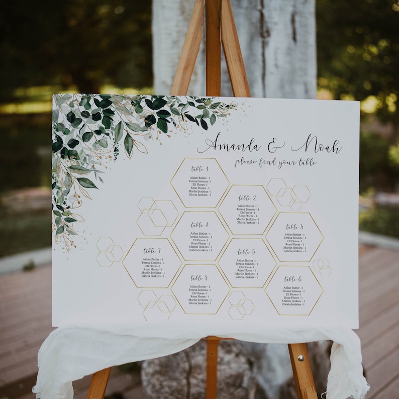 Hexagon Wedding Seating Chart Geometric Seating Chart Large | Etsy