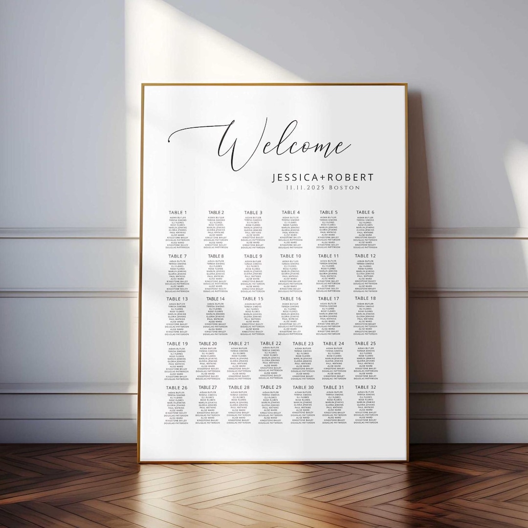 Seating Chart Large, Wedding Seating Chart 32 Tables, 36x48 Seating ...