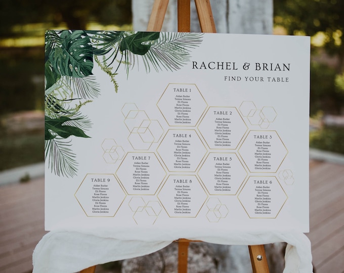 Hexagon Seating Chart Geometric Seating Chart Wedding - Etsy