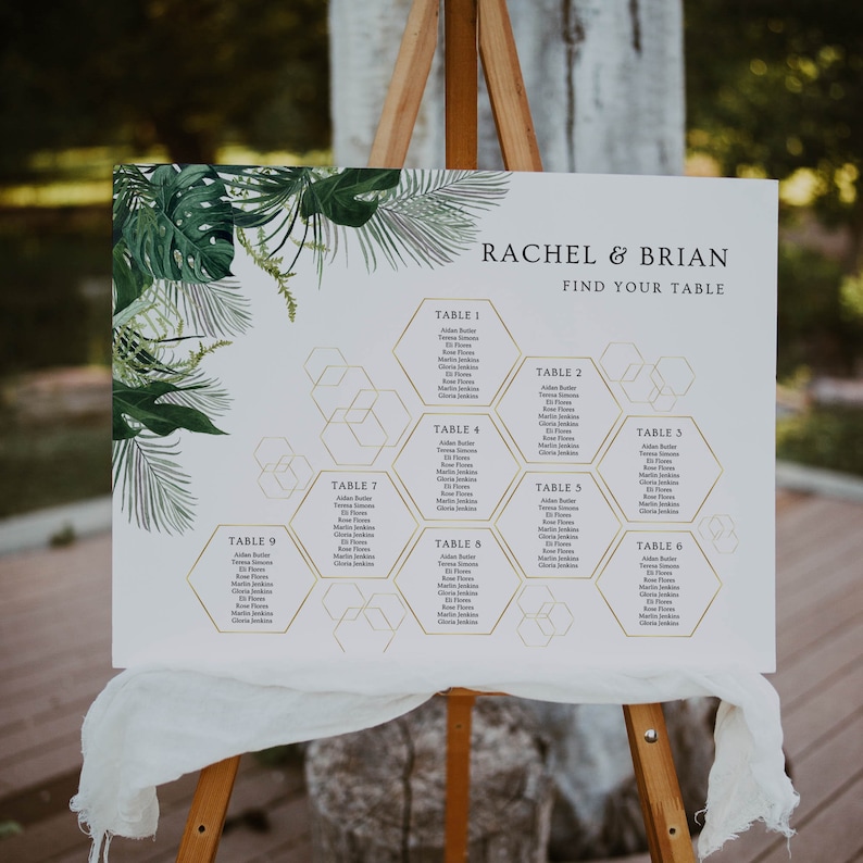 Hexagon Seating Chart Geometric Seating Chart Wedding - Etsy