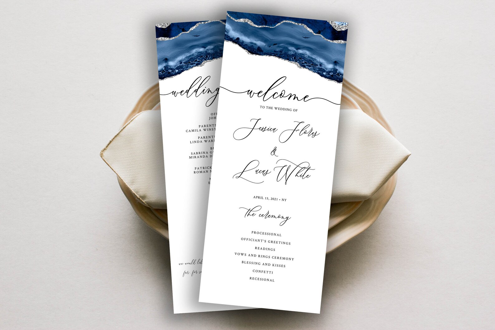 Blue Wedding Program Template Customize Wedding Program DIY - Etsy