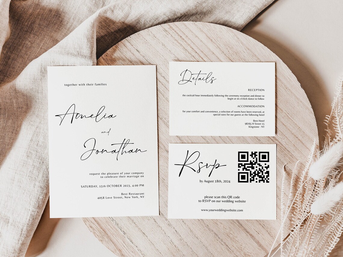 Wedding Invitation QR Code Rsvp Wedding Invitation With Rsvp - Etsy