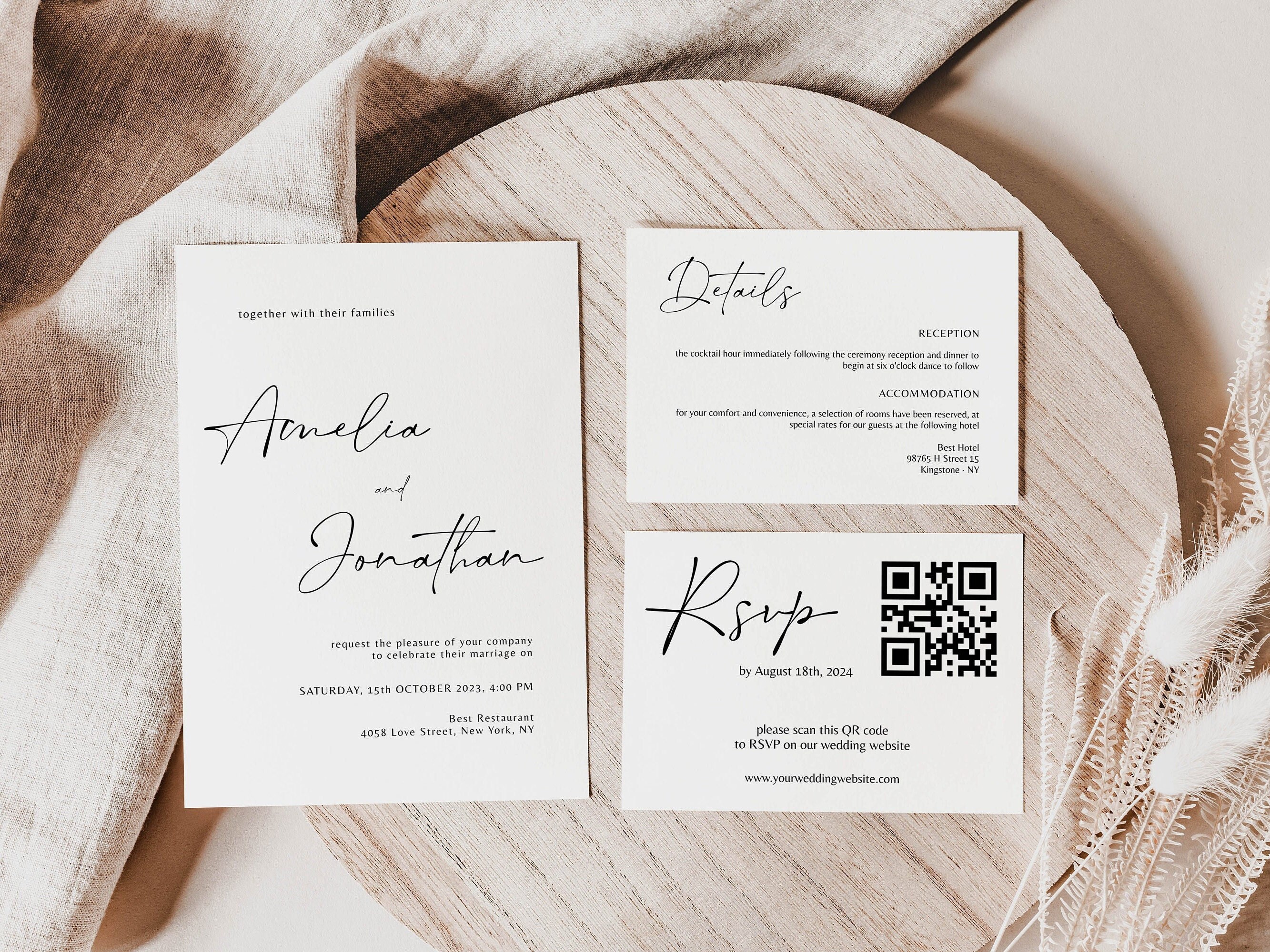 Wedding Invitation QR Code Rsvp Wedding Invitation With Rsvp - Etsy