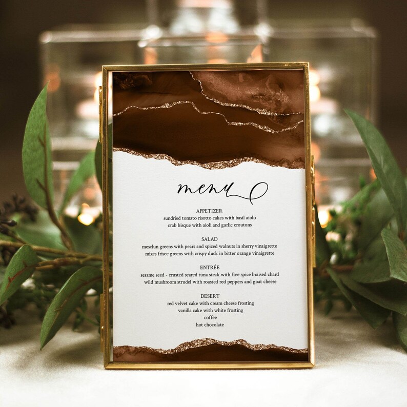 Desert and Gold Menu Card Template Wedding Menu Card Menu | Etsy
