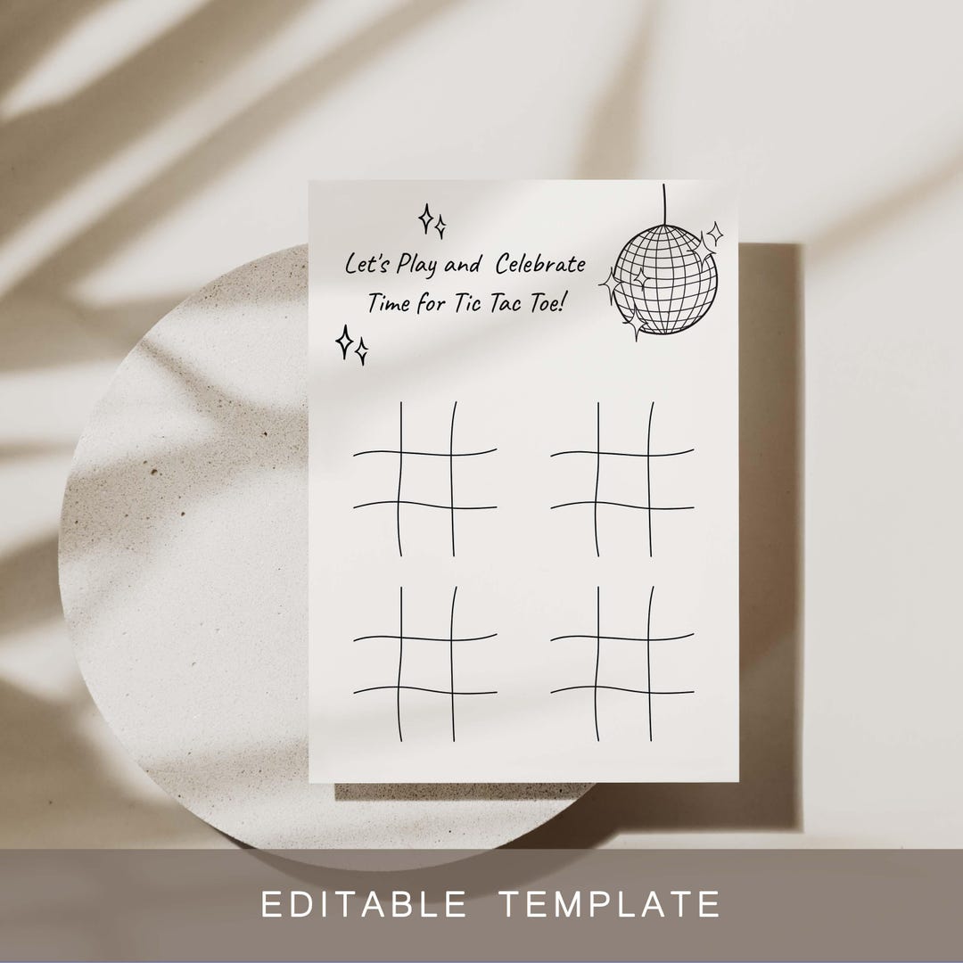 Birthday Tic Tac Toe Game Template, Printable Party Game, Fun Kids ...