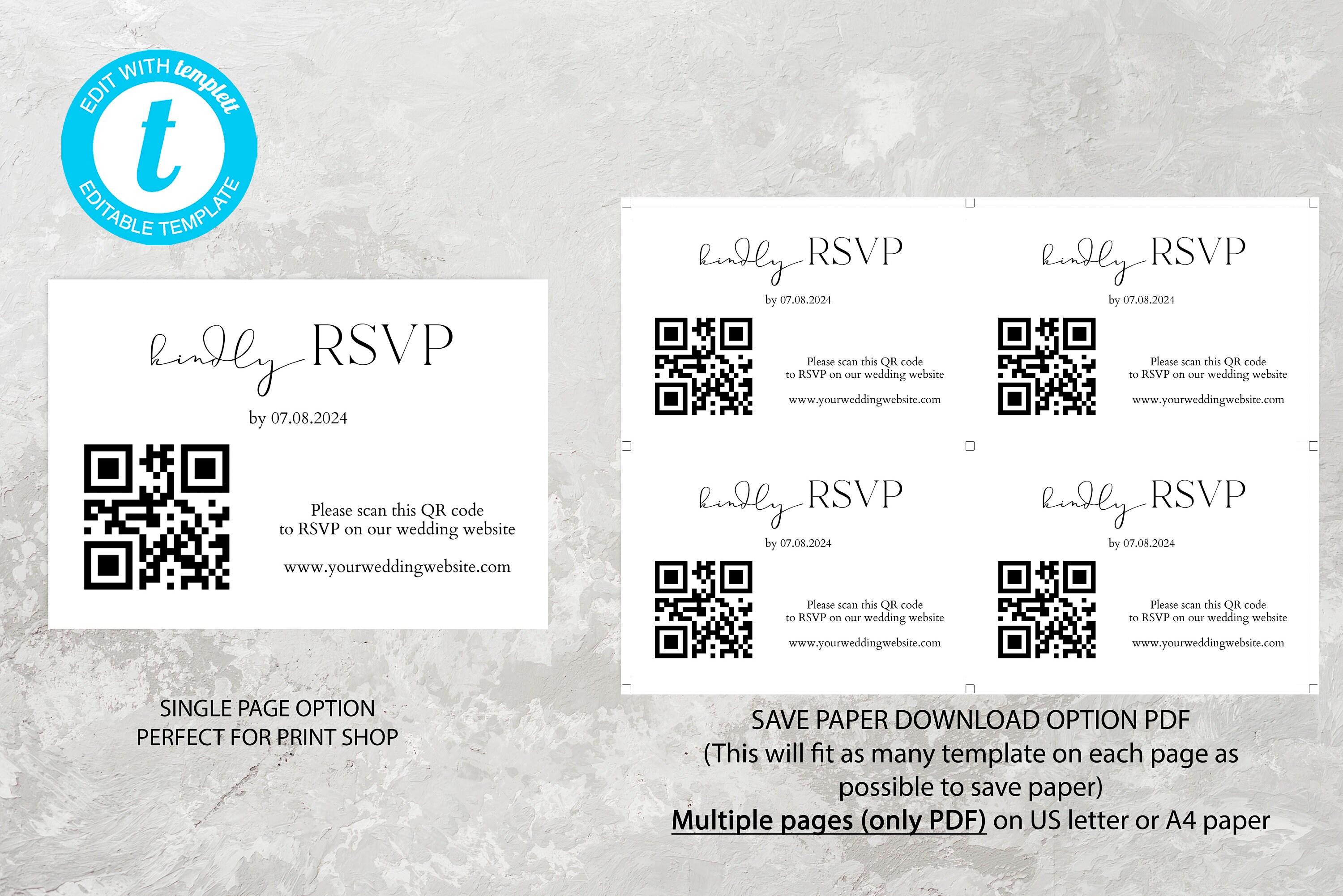 RSVP Online QR Code Response Card Modern Wedding Reply Card - Etsy