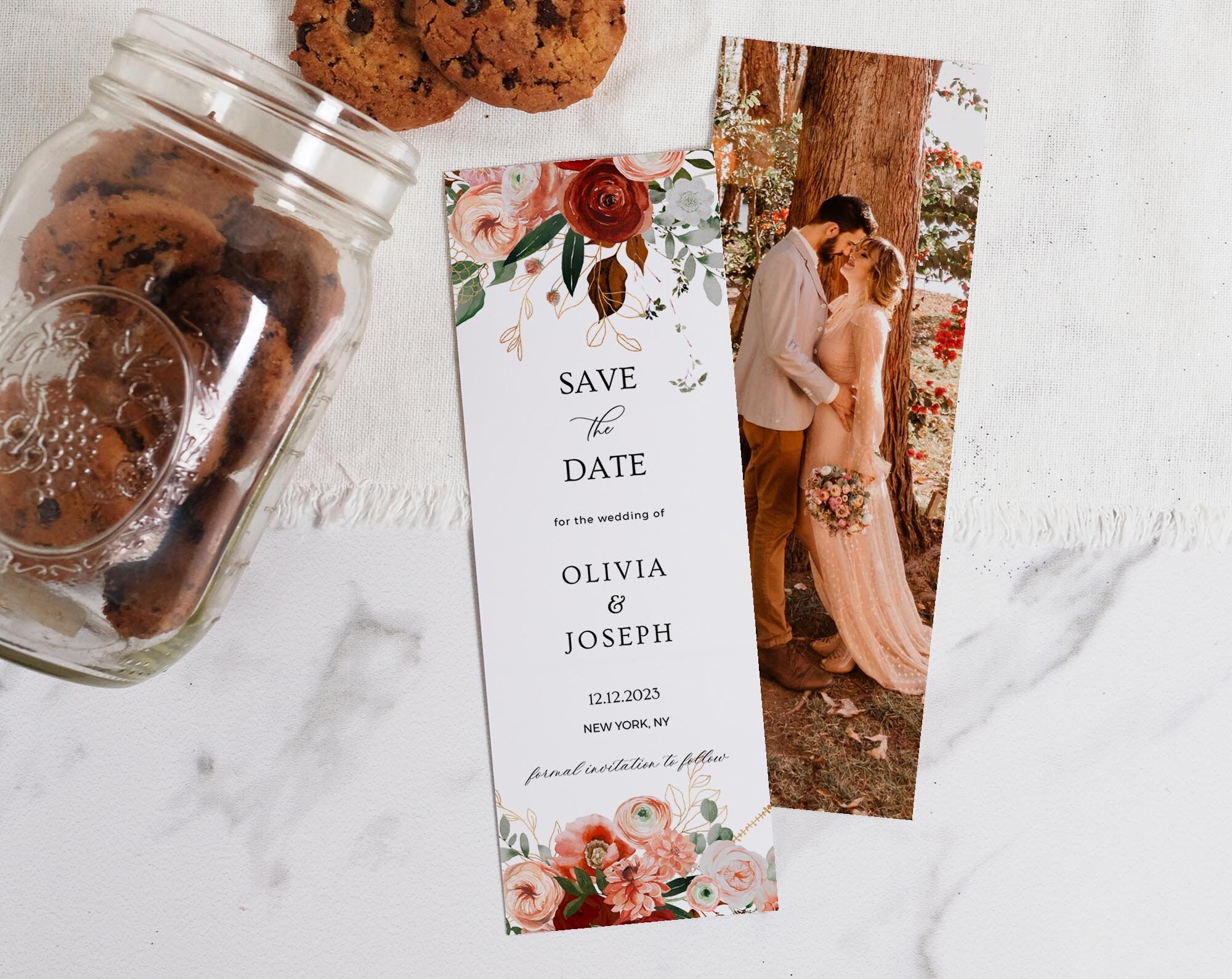 Save the Date Bookmark Save the Date Template Autumn Save | Etsy