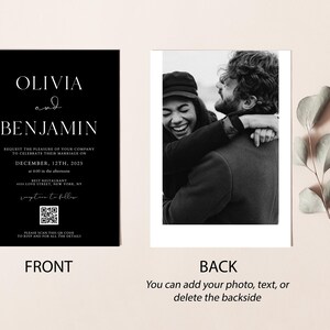 Wedding Invitation QR Code, Black Wedding Invitation With Online RSVP ...