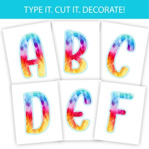 Rainbow Tie Dye Bulletin Board Letters: Printable Classroom Decor (PDF ...