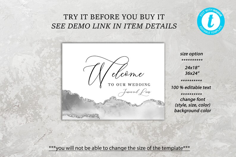 Welcome Wedding Sign Gray and Silver Wedding Welcome Sign - Etsy