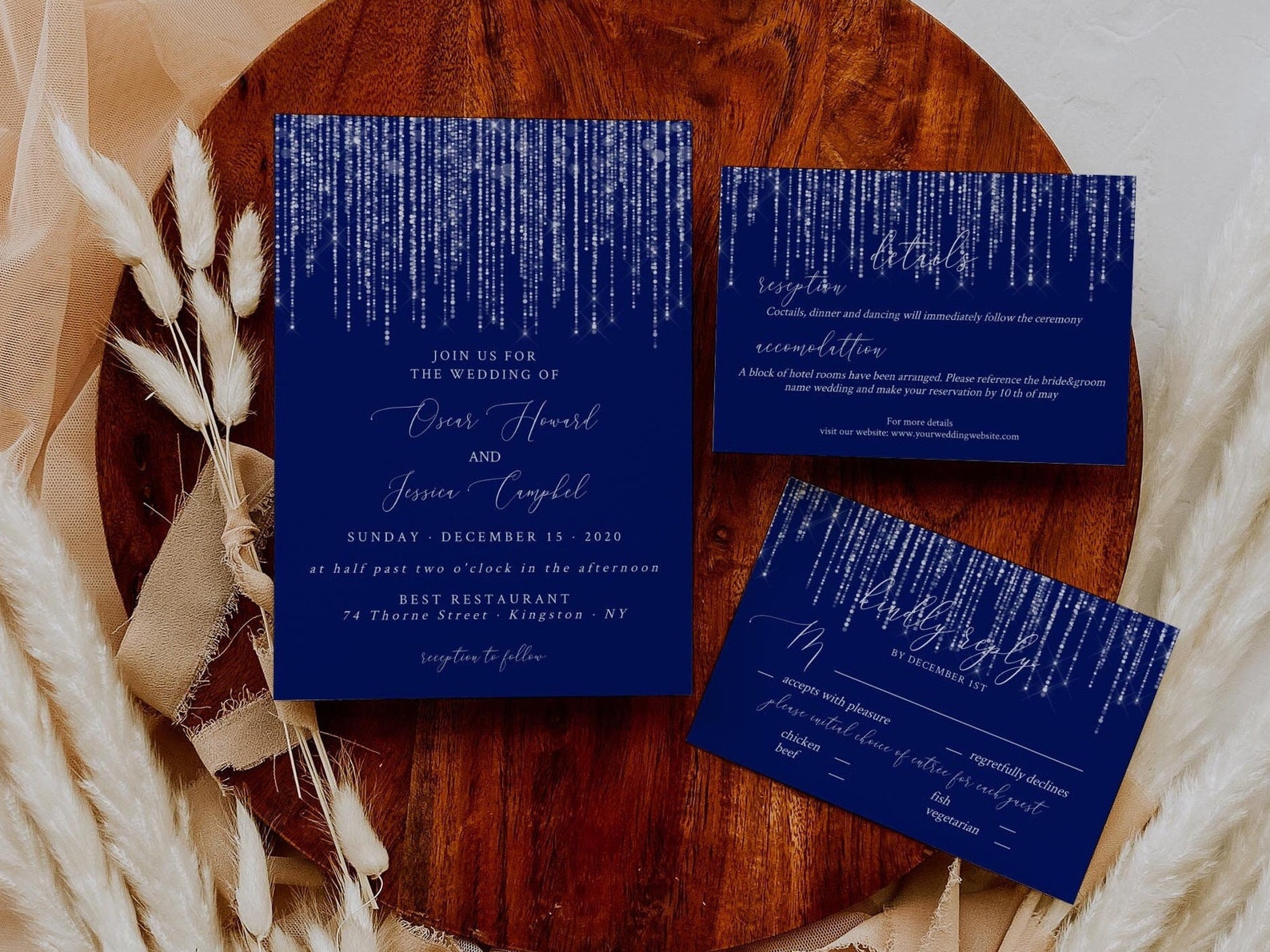 Blue and Silver Wedding Invitation Invitation Template Fairy - Etsy