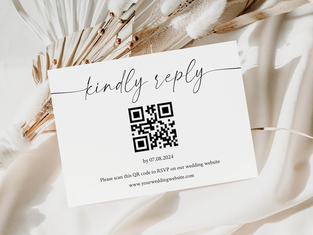 Wedding Rsvp Qr Code, Wedding QR Code Card, Rsvp Online, Wedding ...