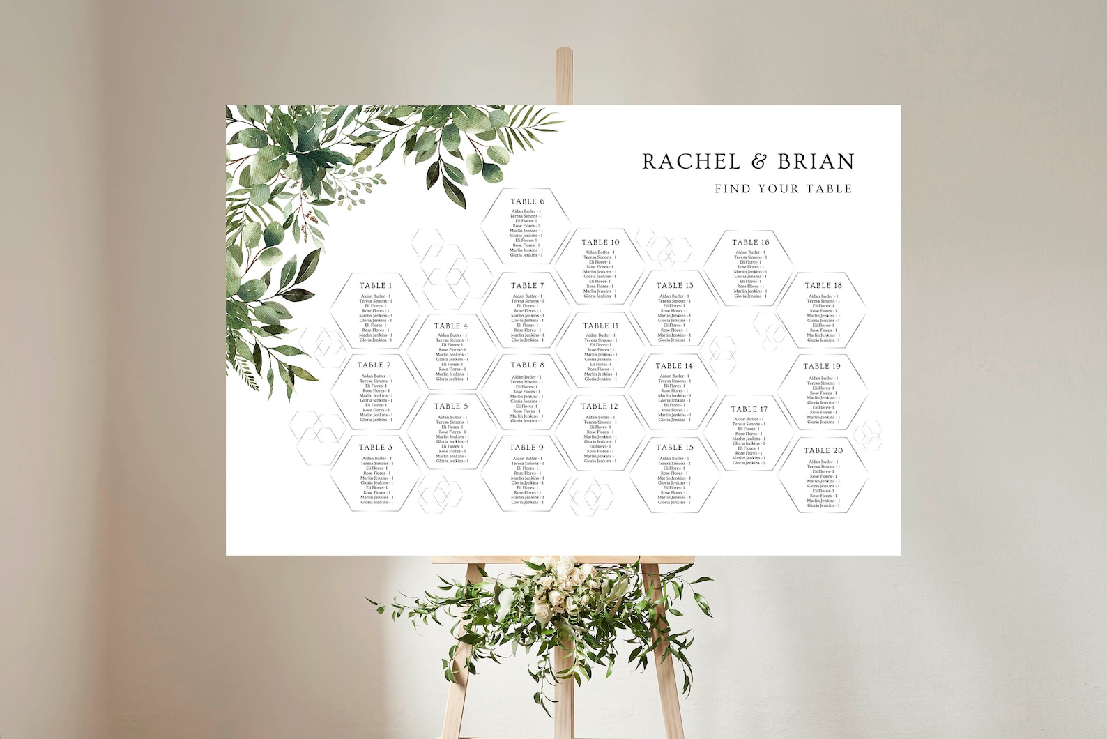 Silver Hexagon Seating Chart Geometric Seating Chart Small | Etsy