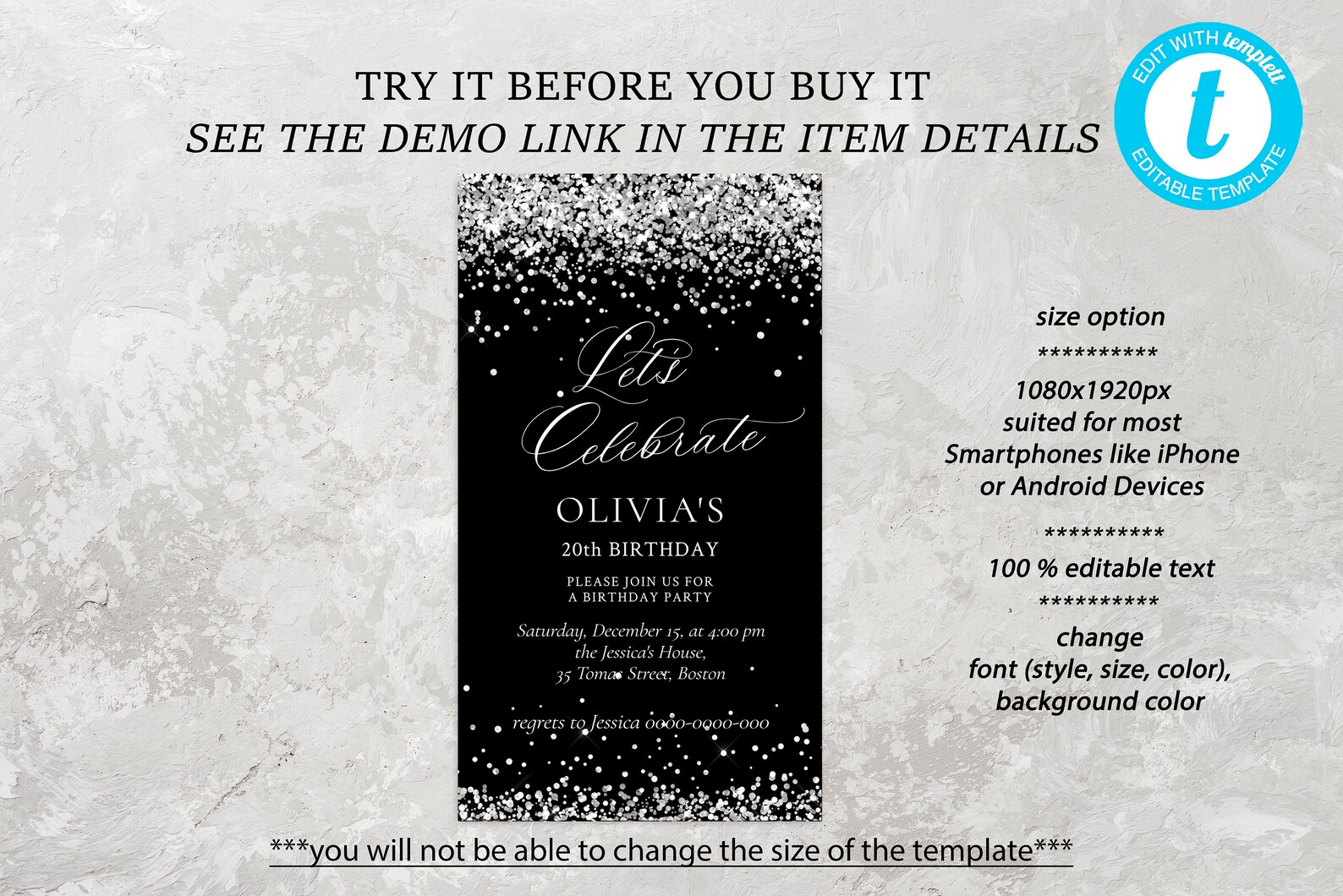 Digital Birthday Invitation Template Electronic Birthday - Etsy