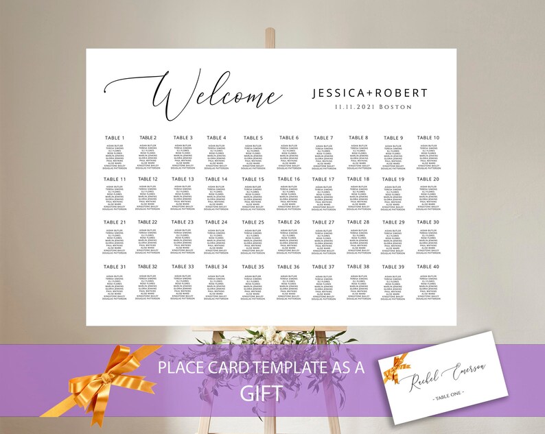 Wedding Seating Chart 40 Tables Seating Chart | Etsy