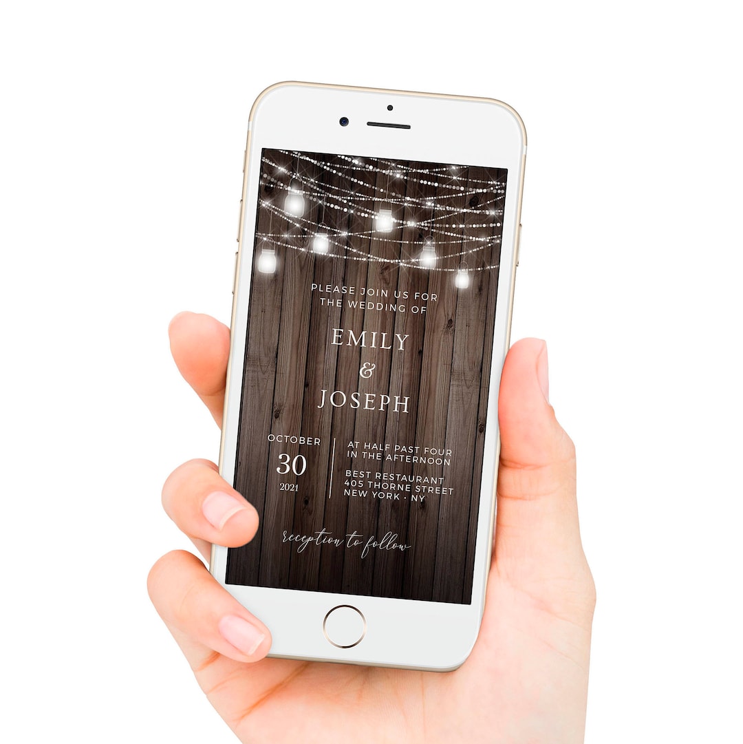 Rustic Wedding Invitation Electronic, Wood Wedding Invite Template ...