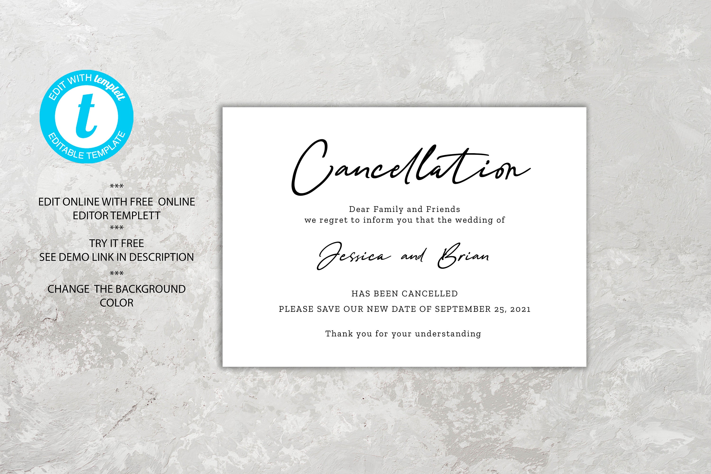 Wedding Cancellation Announcement Postcard Change of Plans - Etsy