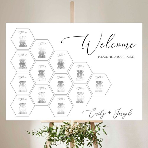 Wedding Seating Chart Hexagon Template Geometric Seating - Etsy