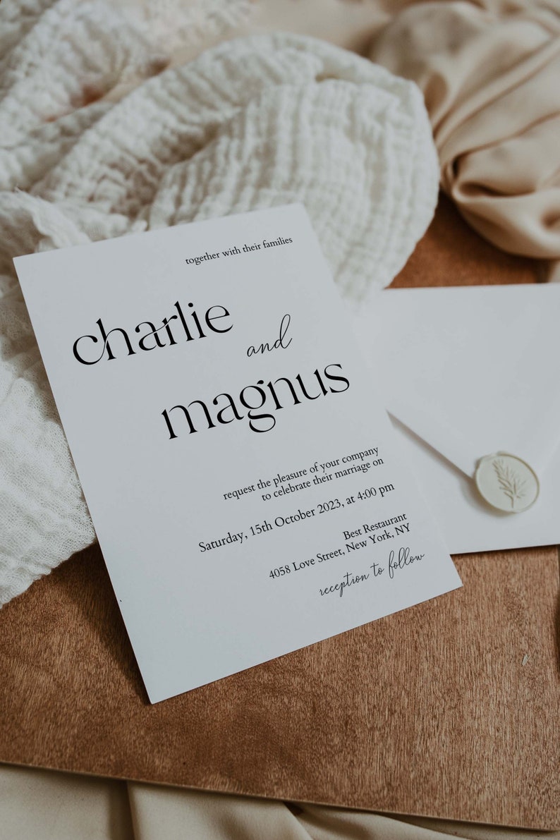 Modern Minimalist Wedding Invitation Template Elegant Wedding - Etsy