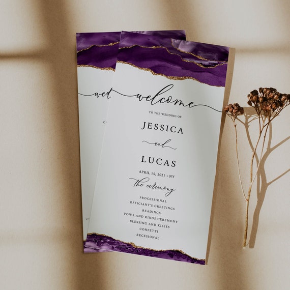 Purple Wedding Program Templates Custom Purple Wedding Ceremony