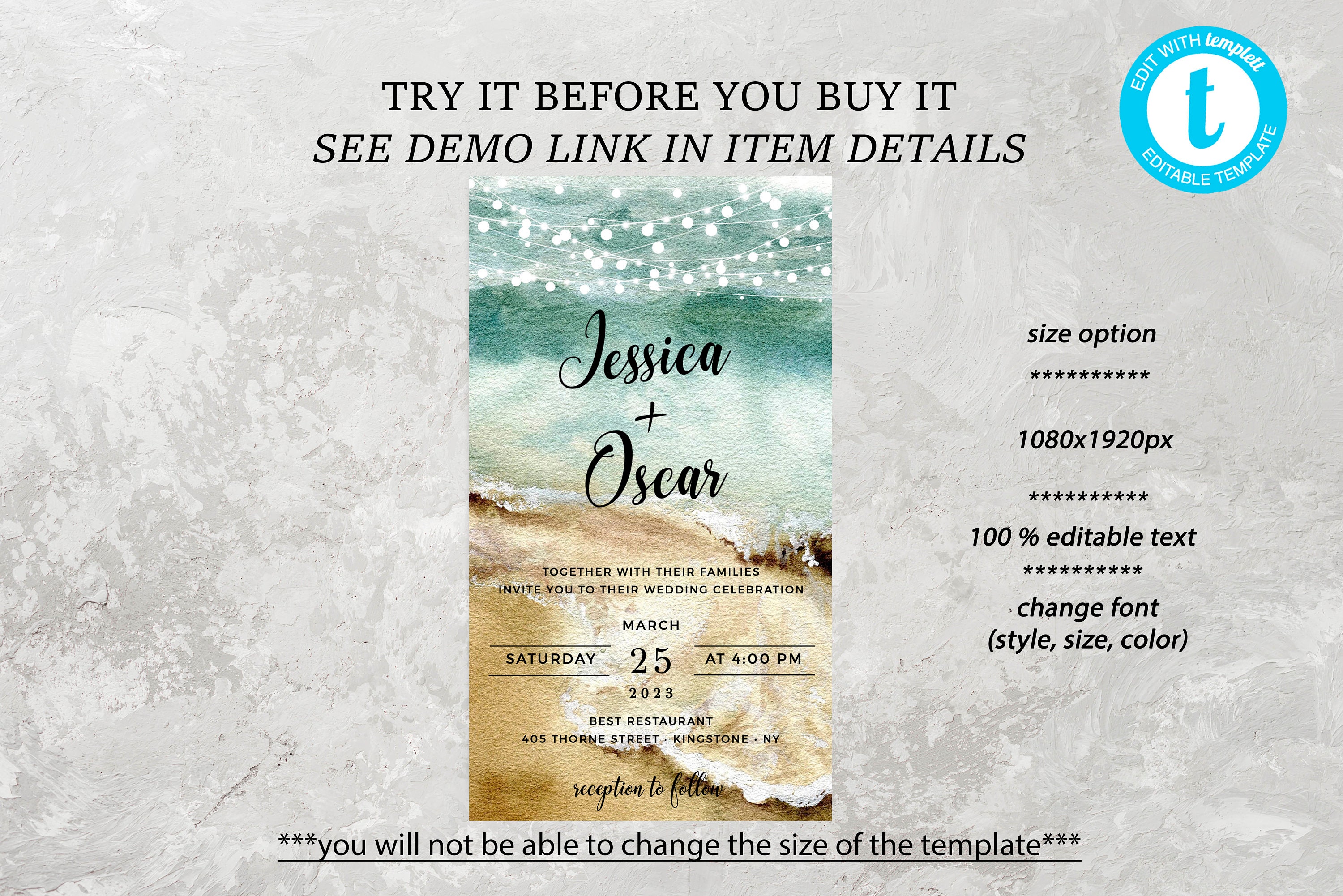 Beach Wedding Invite Digital Wedding Invitation Beach Theme | Etsy