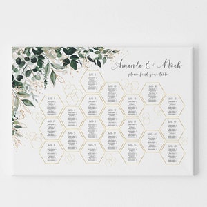 Hexagon Wedding Seating Chart, Geometric Seating Chart, Large and Small ...