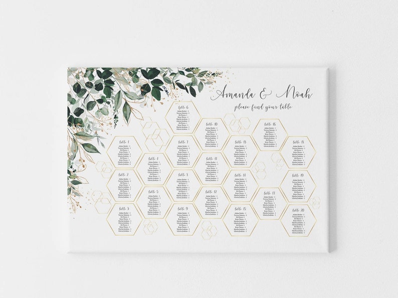 Hexagon Wedding Seating Chart Geometric Seating Chart Large | Etsy