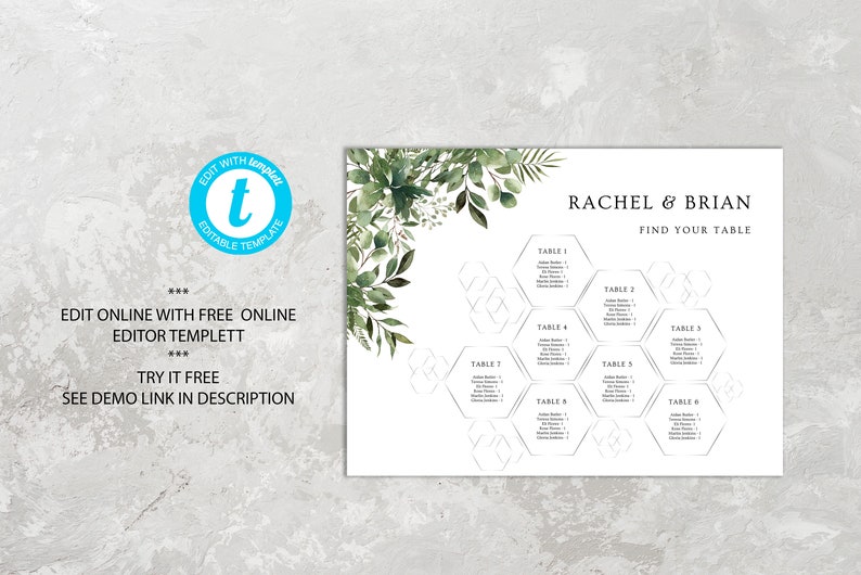 Silver Hexagon Seating Chart Geometric Seating Chart Small | Etsy