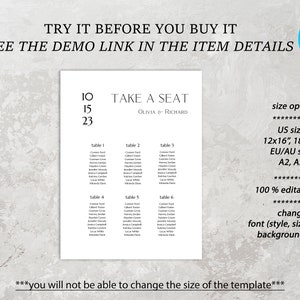 Wedding Seating Chart 6 Tables, Seating Chart for Small Wedding ...