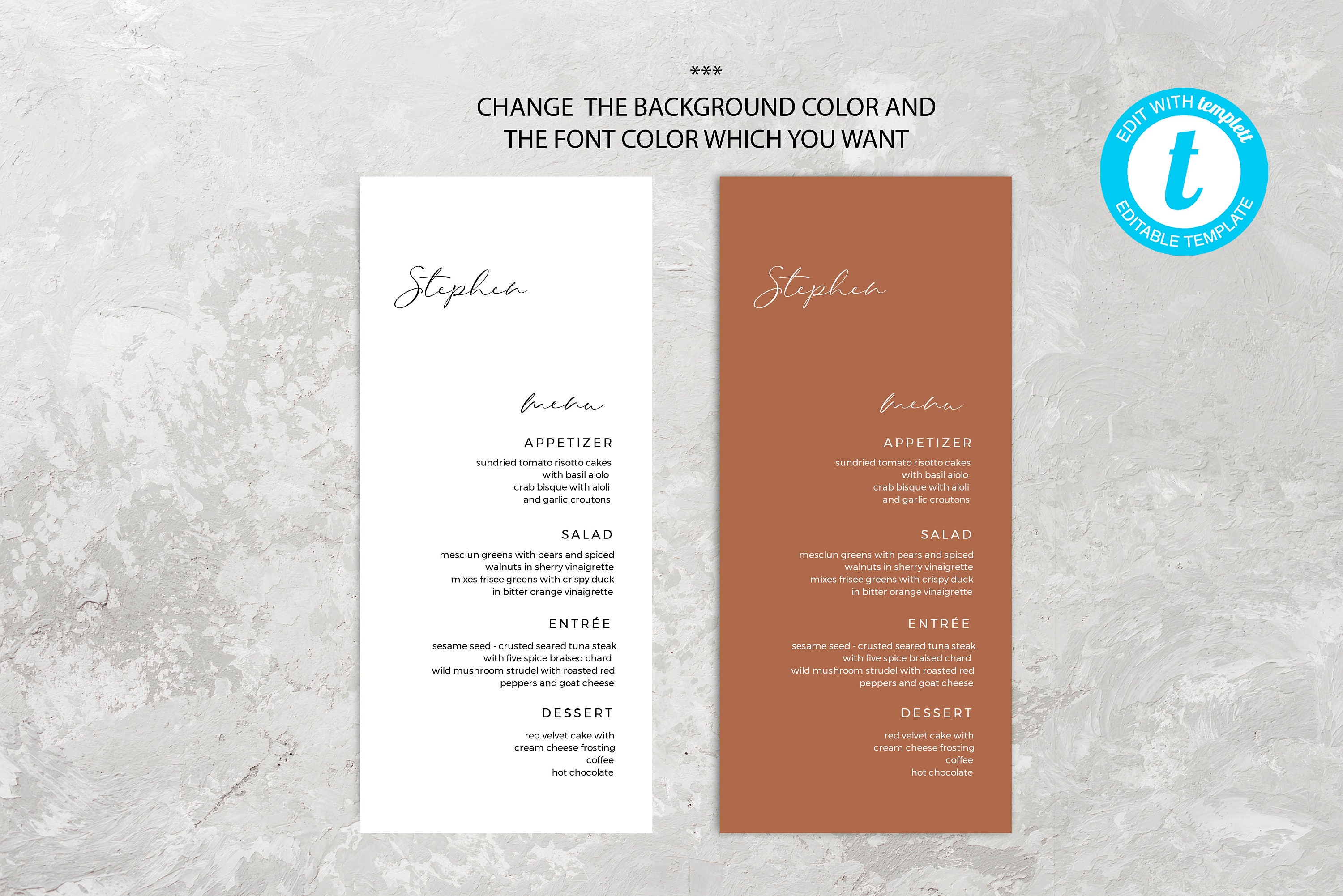 Wedding Menu Name Template Download Wedding Menu Cards With - Etsy