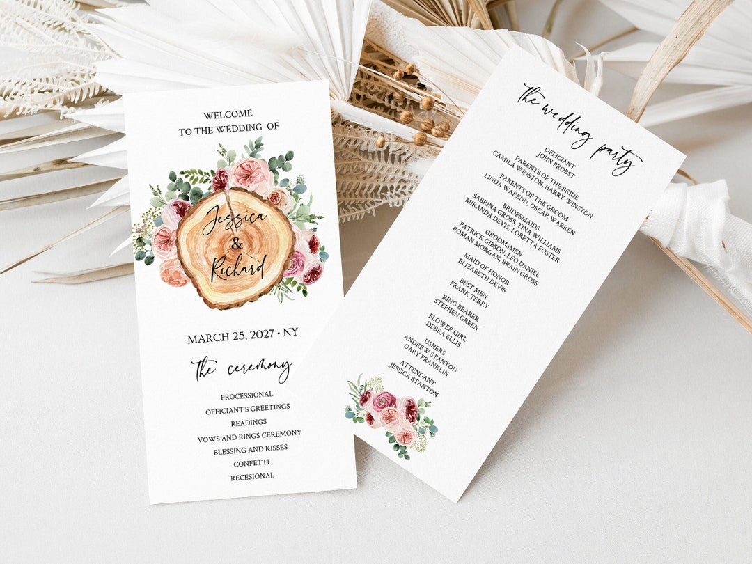 Wedding Program Rustic, Ceremony Program Outdoor, Order of Service ...