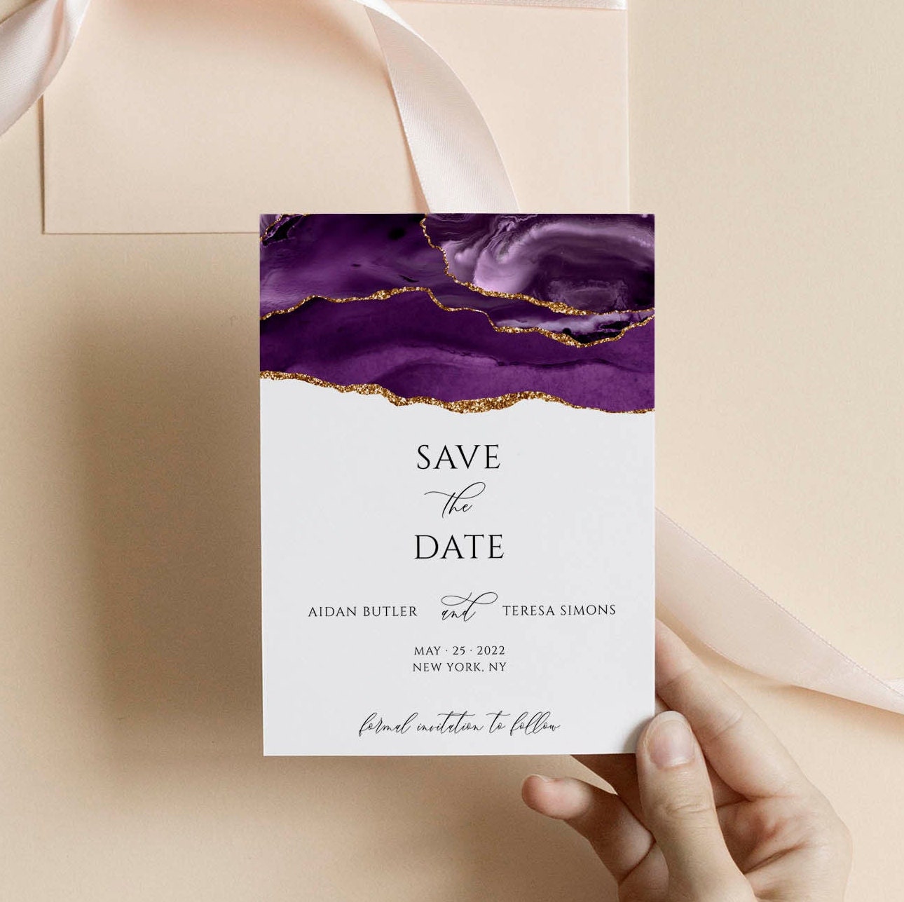 Purple and Gold Save the Date Template Save the Date Purple - Etsy ...