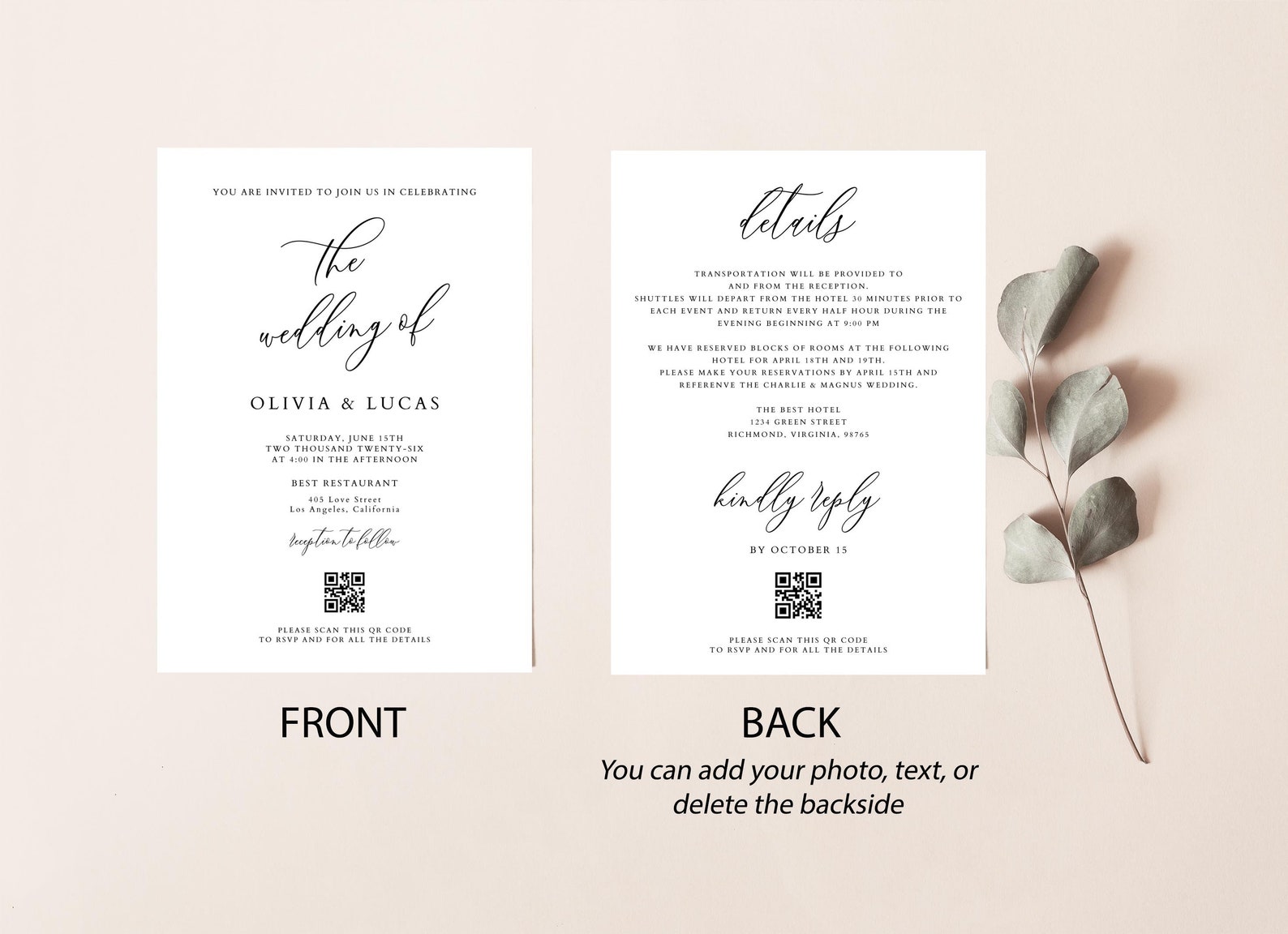 Wedding Invitation QR Code Minimalist Wedding Invitation - Etsy