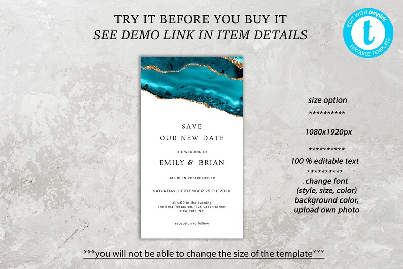 Wedding Postpone Announcement Digital Template Save Our New - Etsy
